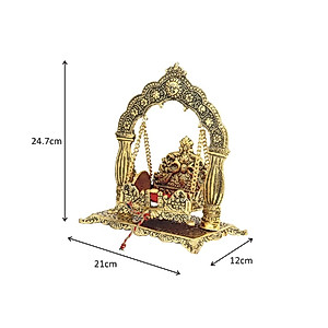 Handicrafts Paradise Handicrafted Pooja Jhula | Swing | Palana | Nand Gopal Palana in Metal - 8.25 x 4.75 x 9.75 inches
