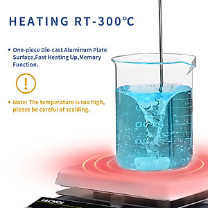 LACHOI Magnetic Stirrer 5.9 inch Digital Hot Plate Magnetic Stir Plate LCD Max 5L Max Temp.300℃ 100-1600RPM Ceramic Coated Magnetic Mixer with Stir Bar&Temp Probe Sensor,Support Stand Included