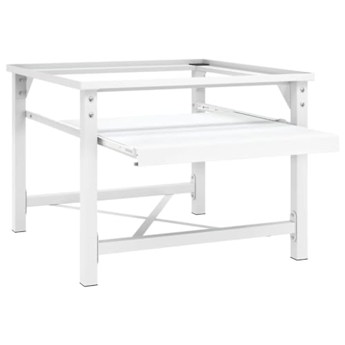 vidaXL Double Washing and Drying Machine Pedestal - Steel Construction, Adjustable Height, Extra Storage Shelf, Stability for Uneven Flooring, Compliant with California Proposition 65