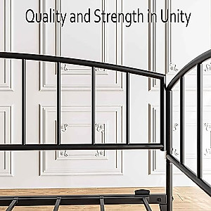 Modern Metal Daybed Frame, Heavy Duty Sofa Bed Platform with 7 Legs/Storage Space for Living Room Guest Room, Mattress Foundation Camas/Noise Free/No Box Spring Needed/Easy Assembly, Black