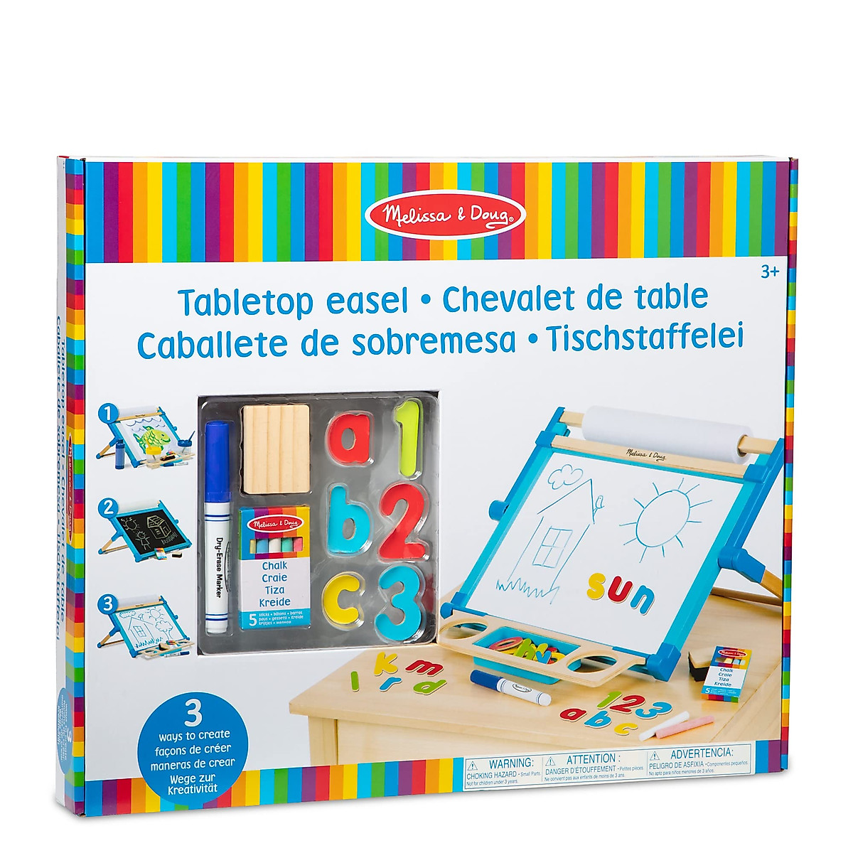 Melissa & Doug Wooden Double-Sided Tabletop Easel, Arts, Crafts, Pretend Play, 3+, Multicolor, 44.45 cm H x 52.705 cm W x 6.985 cm L
