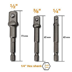 Impact Socket Adapter Set, PTSLKHN 3 PCS | 1/4", 3/8", 1/2" Drive, Socket Adapter for Drill, 3/8 to 1/2 Socket Adapter, 3/8 to 1/4 Socket Adapter, Adaptation to High Torque Impact Wrenches