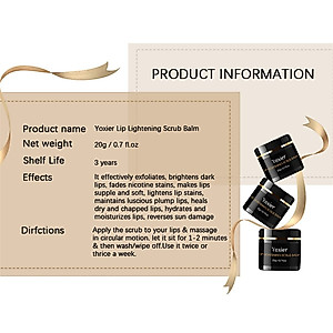 H.D.S.N. Lip Scrub For Dry Lips 20g - Lighten Dark Lips For Smoking Men Women Smoker | Natural Balm Moisturizer Exfoliator Sleeping 0.7 Fl Oz (Pack of 1)