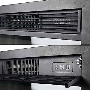 Geniqua 23" Freestanding Wall Mounted Electric Fireplace Insert Heater 1400W Log LED Flame Remote Adjustable Heat Recessed Stove Indoor Warm