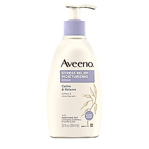 Aveeno Stress Relief Moisturizing Body Lotion with Lavender, Natural Oatmeal and Chamomile & Ylang-Ylang Essential Oils to Calm & Relax, 12 fl. oz ( Pack of 3)