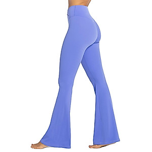 Sunzel Flare Leggings, Crossover Yoga Pants with Tummy Control, High Waisted and Wide Leg, No Front Seam Periwinkle Medium