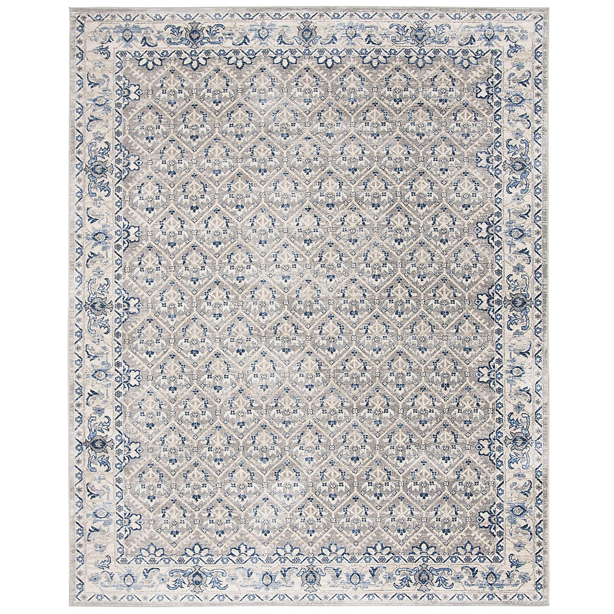 SAFAVIEH Brentwood Collection 10' x 13' Light Grey/Blue BNT869G Oriental Distressed Non-Shedding Living Room Bedroom Dining Home Office Area Rug