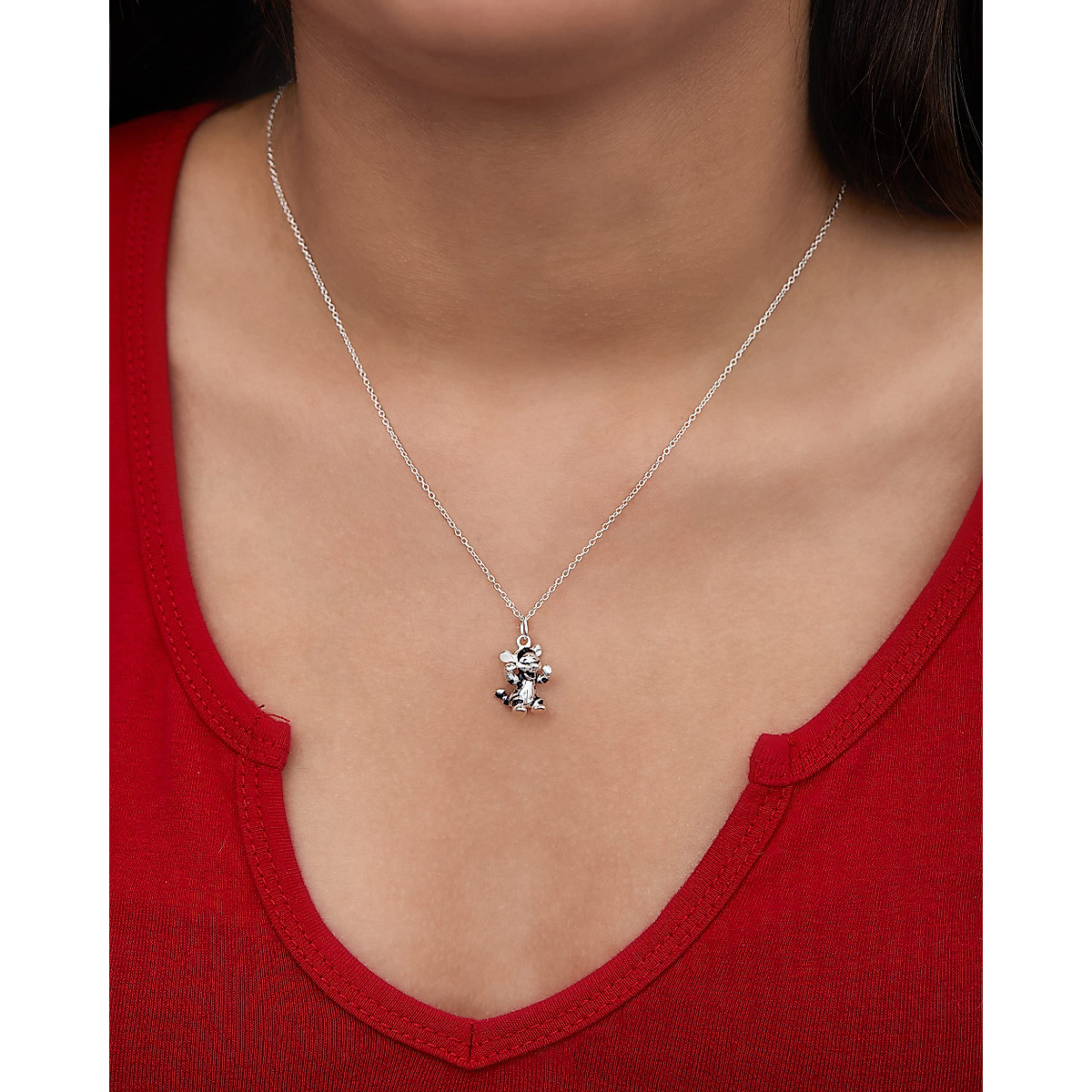 Disney Winnie the Pooh Womens Sterling Silver Necklace - Tigger Pendant Necklace with 18-inch Chain Jewelry for Women