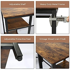 GOOD & GRACIOUS Industrial Home Office Desk, 55 Inch Rustic Desk With Shelf, Wooden Corner Desk for Home Office, Small Desk For Small Space, Simple Home Office Study Writing Workstation, Easy Assembly