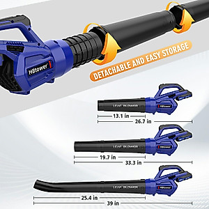 HBTower Leaf Blower Cordless, 400CFM 90MPH Handheld Electric Cordless Leaf Blower with 2x2.0AhBatteries and Charger, for Lawn Care, Yard, Grass, Patio, Blowing Leaves and Snow, ZP-0202
