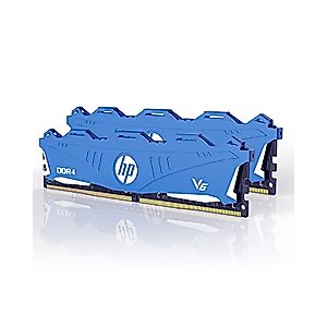 HP V6 RAM 16GB Kit (8GBx2) DDR4 3000MHz CL16 1.35V Desktop Computer Gaming Memory, Blue - 7TE39AA#ABC