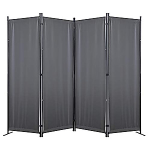 GOJOOASIS 4 Panel Room Divider Folding Privacy Screen Home Office Dorm Decor (Grey)