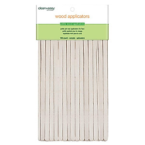 Clean + Easy Petite Waxing Sticks for Facial Waxing | Wood Applicator Spatulas for Hair Removal, 100 count