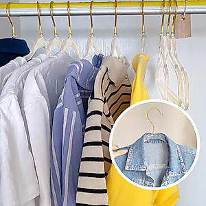 Clear Clothes Hangers 16", 20 Pack Plastic Coat Hanger for Adult Closet, Durable Bling Ganchos de Ropa with Swivel Hook, Notched Shoulders & Ultra-Thin Space Saving Laundry Hanger for Dress Suits