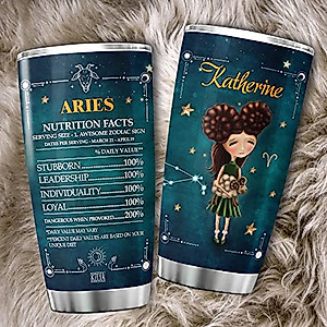 KOIXA Aries Zodiac Insulated Tumbler With Lid 20oz Cute Astrological Items For Teens Girls Stainless Steel Coffee Travel Cup Custom Name Birthday Mug Cute Astrology Gifts For Women