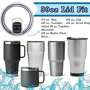 30 oz Tumbler Lid for YETI Rambler Magnetic Slider Lid Splash Resistant Replacement Lid for 30 oz Tumbler, 14 oz Mug and 35 oz Straw Mug, Ozark Trail Old Style RTIC Tumbler, BPA Free (2 Pack)