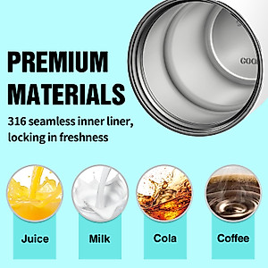 GOOM 18oz Travel Coffee Mug Tumbler with Lid and Straw, 18/10 Stainless Steel, 6-Layer Insulation, Spill Proof, Leak Proof Tumbler with Straw Mouth Rotary Lock, Coffee Mugs for Women - White, Blue