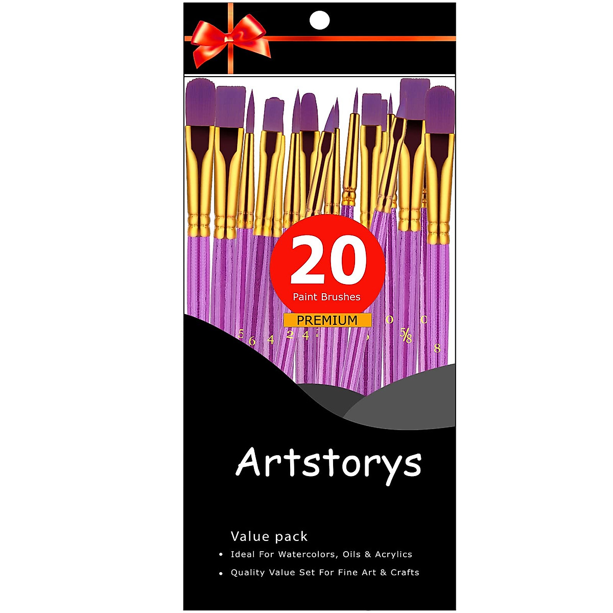 Paint Brushes Set, 2Pack 20 Pcs Paint Brushes for Acrylic Painting, Oil Watercolor Acrylic Paint Brush, Artist Paintbrushes for Body Face Rock Canvas, Kids Adult Drawing Arts Crafts Supplies, Purple