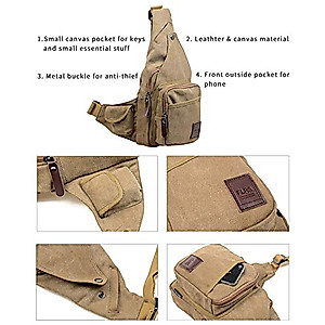 Canvas Sling Bag Crossbody Backpack Casual Daypack Small Chest Shoulder Bag Sling Chest Multipurpose Backpack for Travel, Hiking, Cycling (Green)