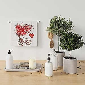 My Little Nest Red Bike with Heart Balloon Hand Towels Soft Bath Towel Absorbent Kitchen Fingertip Towel Quick Dry Guest Towels for Bathroom Gym Spa Hotel and Bar 30 x 15 Inch