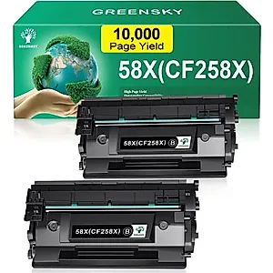 GREENSKY 2 Pack (No Chip) Toner Cartridge Replacement for HP 58X CF258X 58A CF258A to Use with HP Laserjet Pro MFP M428fdw M428fdn M428dw Laserjet Pro M404n M404dn M404dw M404 Enterprise M406dn Printer