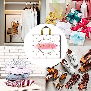 WAKAKO 60Pcs Thank You Bags Plastic Shopping Bags with Handles, Extra Large Thick 18 x 16 Inch Retail Merchandise Gift Bags for Small Business, Polka Dot Heart