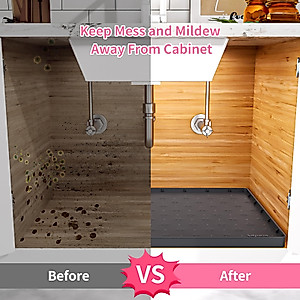 Sdpeia Under Sink Mat for [31" x 22"] Cabinet, Upgraded Silicone Waterproof Mat Kitchen Cabinet Liner Cabinet Protector Kitchen Organizers and Storage