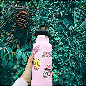 102 Pcs Preppy Stickers Vinyl Aesthetic Waterproof Stickers Adorable Decor Supplies Pink Party Suitable for Mobile Phone Computer Skateboard Water Bottle Suitcase Car etc