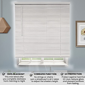 CHICOLOGY Blinds for Windows, Mini Blinds, Window Blinds, Door Blinds, Blinds & Shades, Camper Blinds, Mini Blinds for Windows, Horizontal Window Blinds, Midnight White (Blackout), 42" W X 36" H
