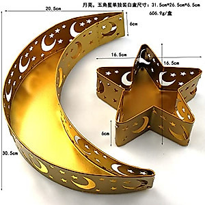 Crescent Moon Star Tray Ramadan Eid Mubarak Trays Platters,Pastry Tray Tableware Dessert Food Storage Container Display Holder for Party (A6)