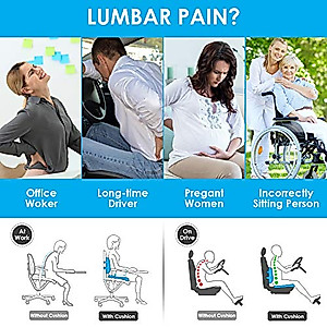 Coccyx Seat Cushion and Lumbar Support Pillow for Office Chair-Gel Infused,Orthopedic Car Seat Cushion Memory Foam Back Support Cushion for Lower Back Pain,Tailbone & Sciatica Pain Relief Black