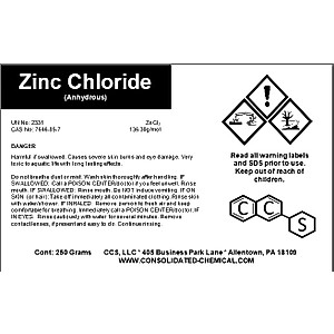 Zinc Chloride Purified 99% (250 Grams)