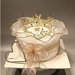 JORCEDI Wedding Birthday Crown Party Supplies Queen Tiara Crystal Rhinestone for Cake Topper, Costume Hair Accessories for Prom Party Gold