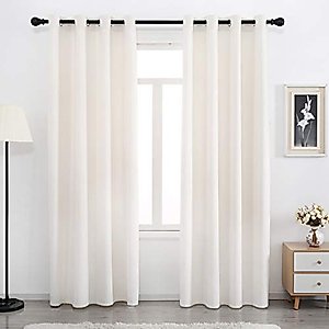 Cream White Velvet Curtains 96 inches Long Soft Velvet Curtains Grommet Velvet Thermal Insulated Curtains Window Treatment for Bedroom Light Filtering Velvet Curtains Set of 2 Panels Cream