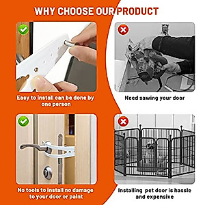 2PCS Cat Door Holder Latch - Cat Door Alternative - No Need for Baby Gate and Pet Door Installs Fast Flex Latch Strap Let's Cats in and Keeps Dogs Out of Litter & Food - Super Easy to Install (L)