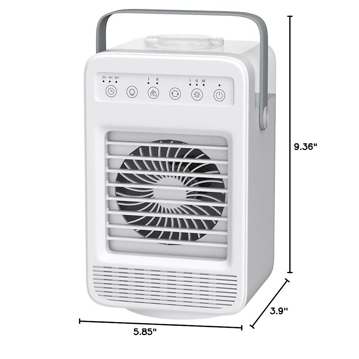 Personal Air Cooler, 70°Oscillating Evaporative Ultra Portable Personal Air Cooler with 7 Colors LED Light, 4 Wind Speeds, 2 Refrigeration, 2/4/6Timer, 2 Spray Modes and 450ml large tank for Office