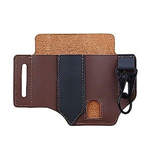 Kosibate EDC Leather Sheath, Multitool Sheath Belt Organizer Pocket for Knife/Flashlight/Tactical Pen/Tools(Brown)