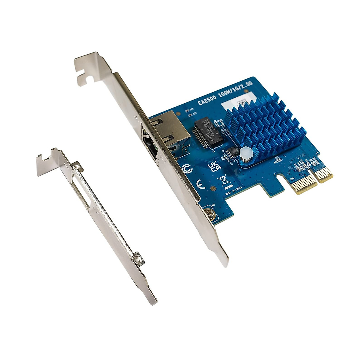 goCoax RTL8125B 2.5GBase-T PCIe Network Card with Backward Compatibility. Supporting 2.5G/1G/100Mbps. 1x RJ45 Port, 1x PCIe Gen 2, Compatible with Windows/Linux.