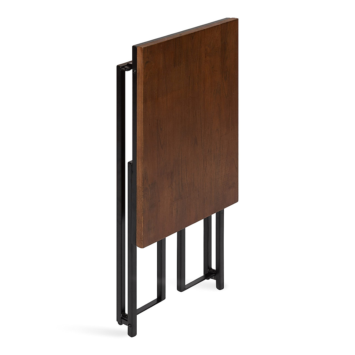 Kate and Laurel Lockridge Modern C-Shape End Decorative Minimalist Accent Table for Storage and Display, 19 x 12 x 27, Walnut Brown and Black