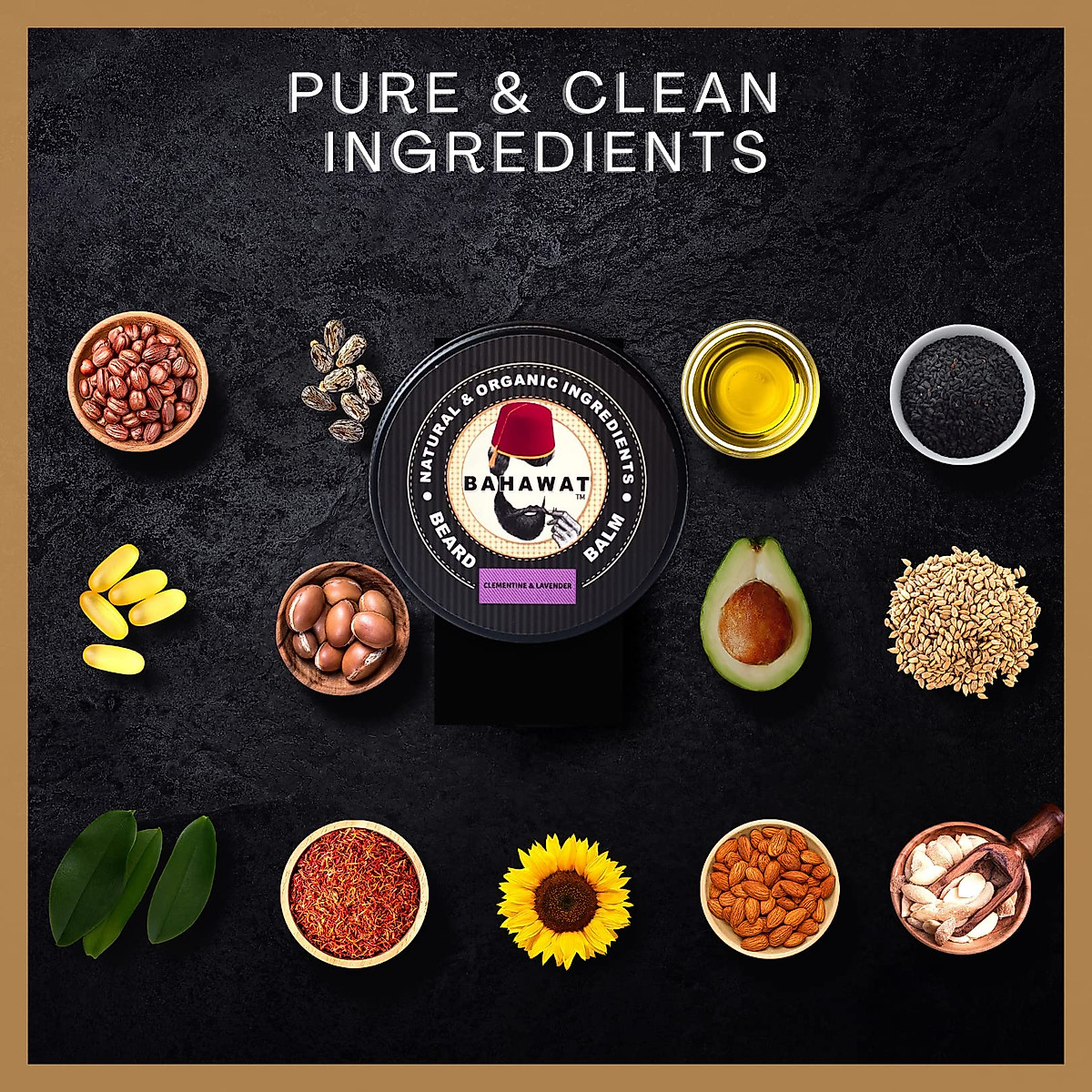 BAHAWAT Clementine & Lavender Beard Conditioner - Styles, Strengthens & Softens - Natural & Organic Formula - ZERO GRIT - Reduces Itch, 2 ounce