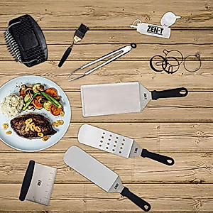 Zen-T - 14 Piece Grill Griddle Tool Kit - Griddle Accessories for Blackstone - Professional Grade Stainless Steel BBQ Tools - Perfect Grilling Utensils for All Your Grilling Needs + Bonus Recipe Ebook