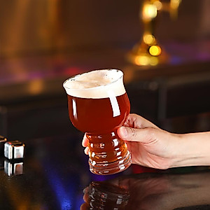 HIJIAD,Beer Tasting Glass Set - Includes 4 glass cups for IPA, beer, wheat beer, and dark beer, suitable for home and bar use.