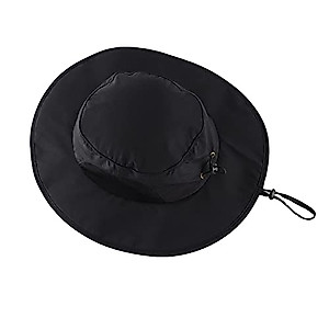 Home Prefer UPF50+ Mens Sun Hat Wide Brim Fishing Hat UV Protection Hat Portable Gardening Bucket Hat Black