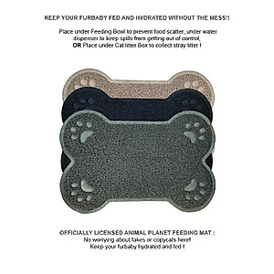 Animal Planet Waterproof Silicone Dog Feeding Mat (Grey) X-Large 24" x 16" Bone Slip Resistant Material Keeps Food Bowl in Place, Prevents Water Spills on Floor, Cat Litter Supplies, Boot Tray