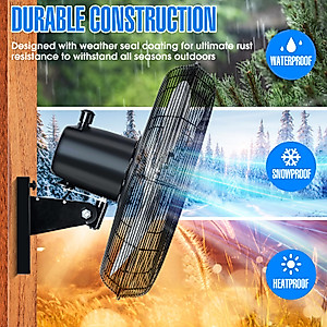 iLiving 18" Outdoor Oscillating High Velocity Wall Fan with 4150 CFM Heavy Duty Weatherproof Motor, Variable Speed Adjustment for Workshop, Garage, Patios, Commercial and industrial, 18 inch,Black