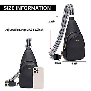 VATAN Small Sling Bag Women's Crossbody Purse Leather Crossbody Bags for Women (D-Black)