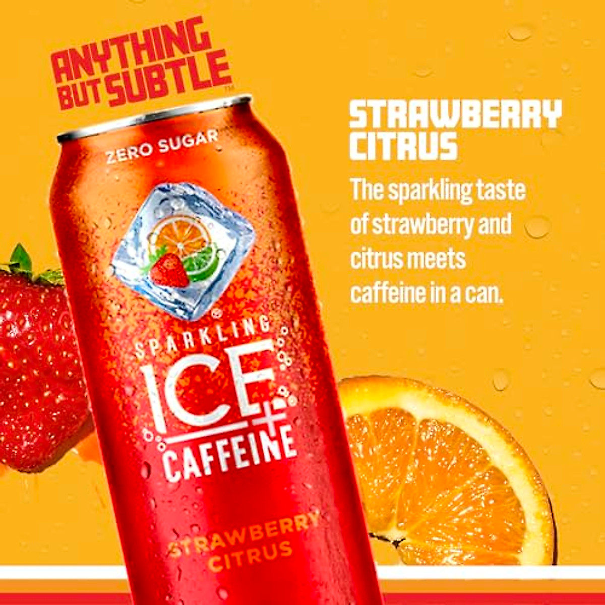 Sparkling Ice +Caffeine Strawberry Citrus Sparkling Water - Zero Sugar, Vitamins