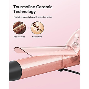 Wavytalk 5 in 1 Curling Iron,Curling Wand Set with Thermal Brush and 4 Interchangeable Ceramic Curling Wand(0.5”-1.5"),Instant Heat Up Wand Curler, Dual Voltage Curling Iron