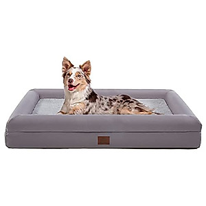 Eterish Orthopedic Dog Bed for Large Dogs (3 inches Thick) Plush 4 Sides Pet Bed L Grey Large (Pack of 1)