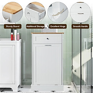 Mdeam Tilt Out Trash Cabinet 10 Gallon Hidden Trash Garbage Can Cabinet for Kitchen,Living Room,White